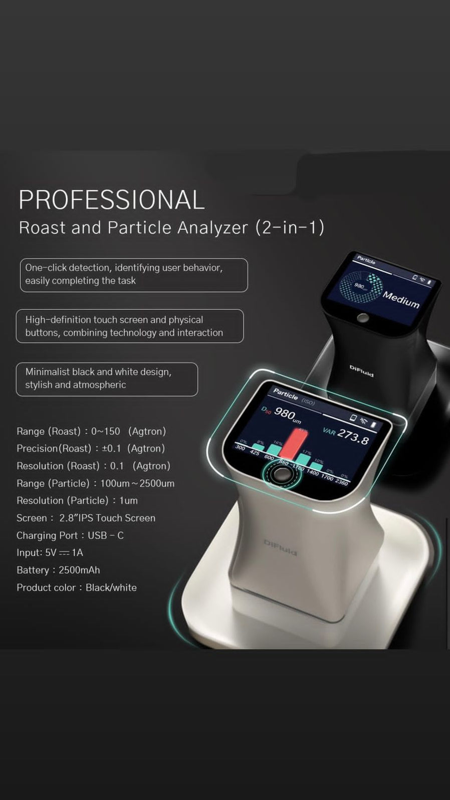 DiFluid Omni Professional Roast / Particle Analyzer — ALMENHAZ COFFEE SUPPLIES L.L.C